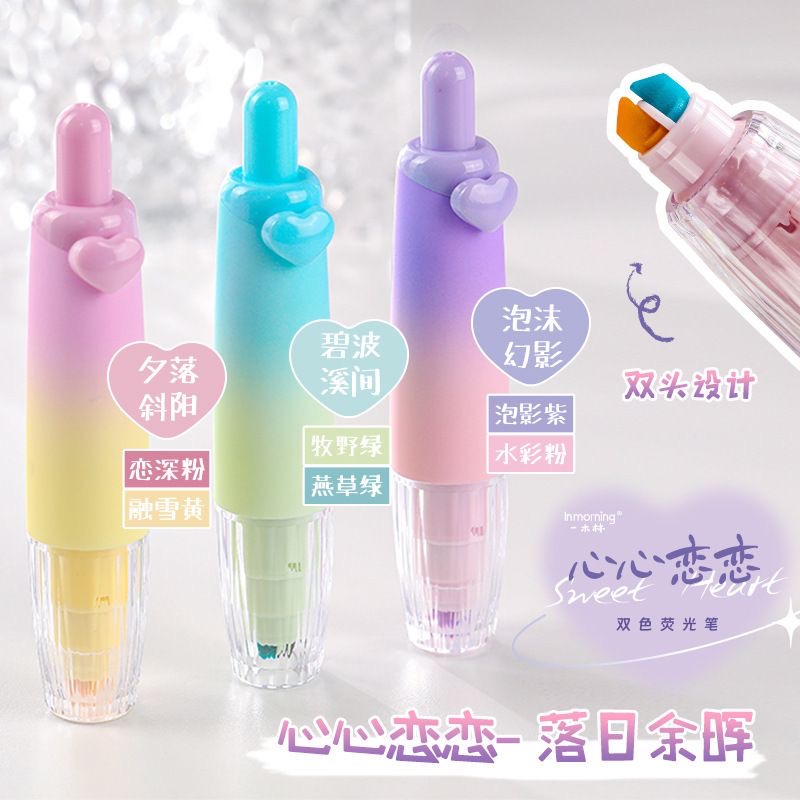 Heart Dual Highlighters | Cute Highlighters (pack of 3 pens) – Stapleberry